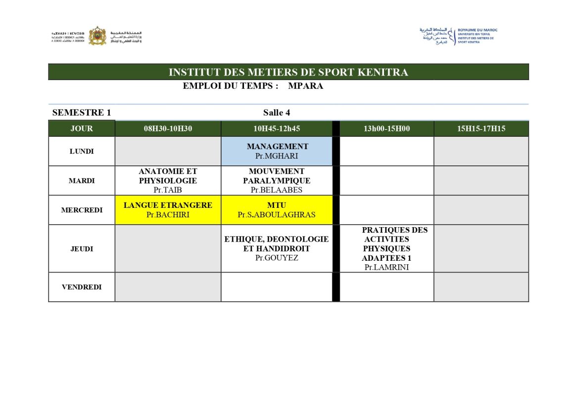 Emploi du temps – IMS
